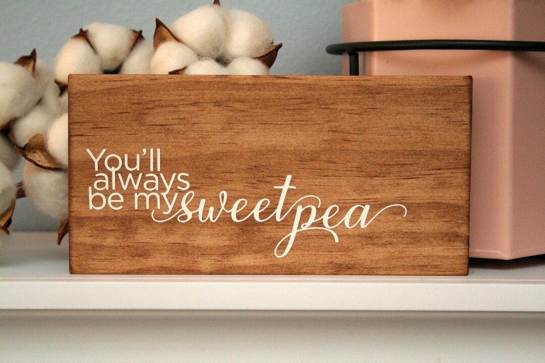 Sweet Pea Wood Sign: Rustic Nursery Shelf Decor - Etsy