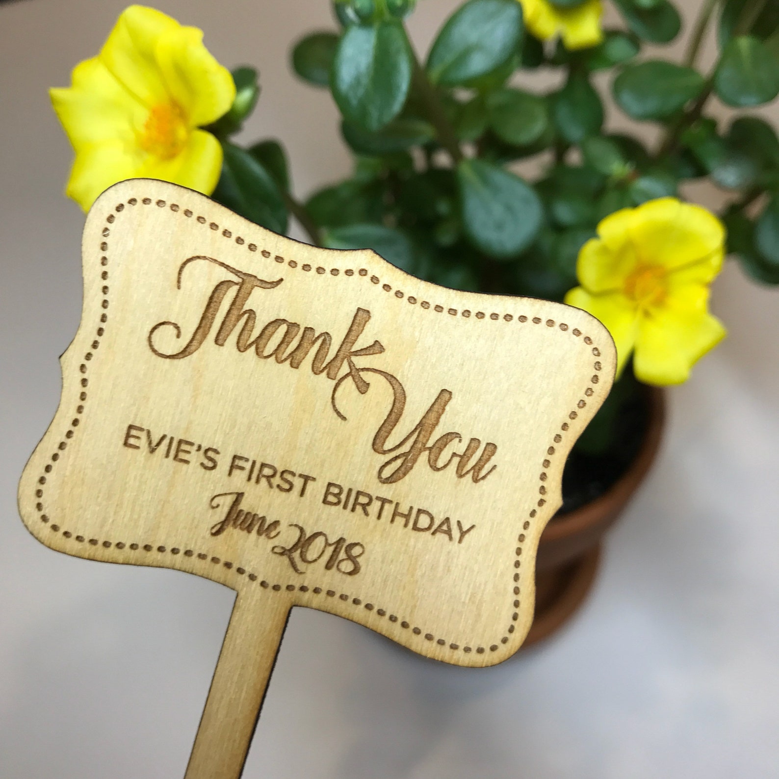 Plant Tag Wood Favors. Thank You Flower Pots. Flower Pot Tags. - Etsy