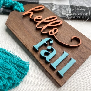 Hello Fall Tiered Tray Pieces. Orange and Teal Pumpkin Decor. - Etsy