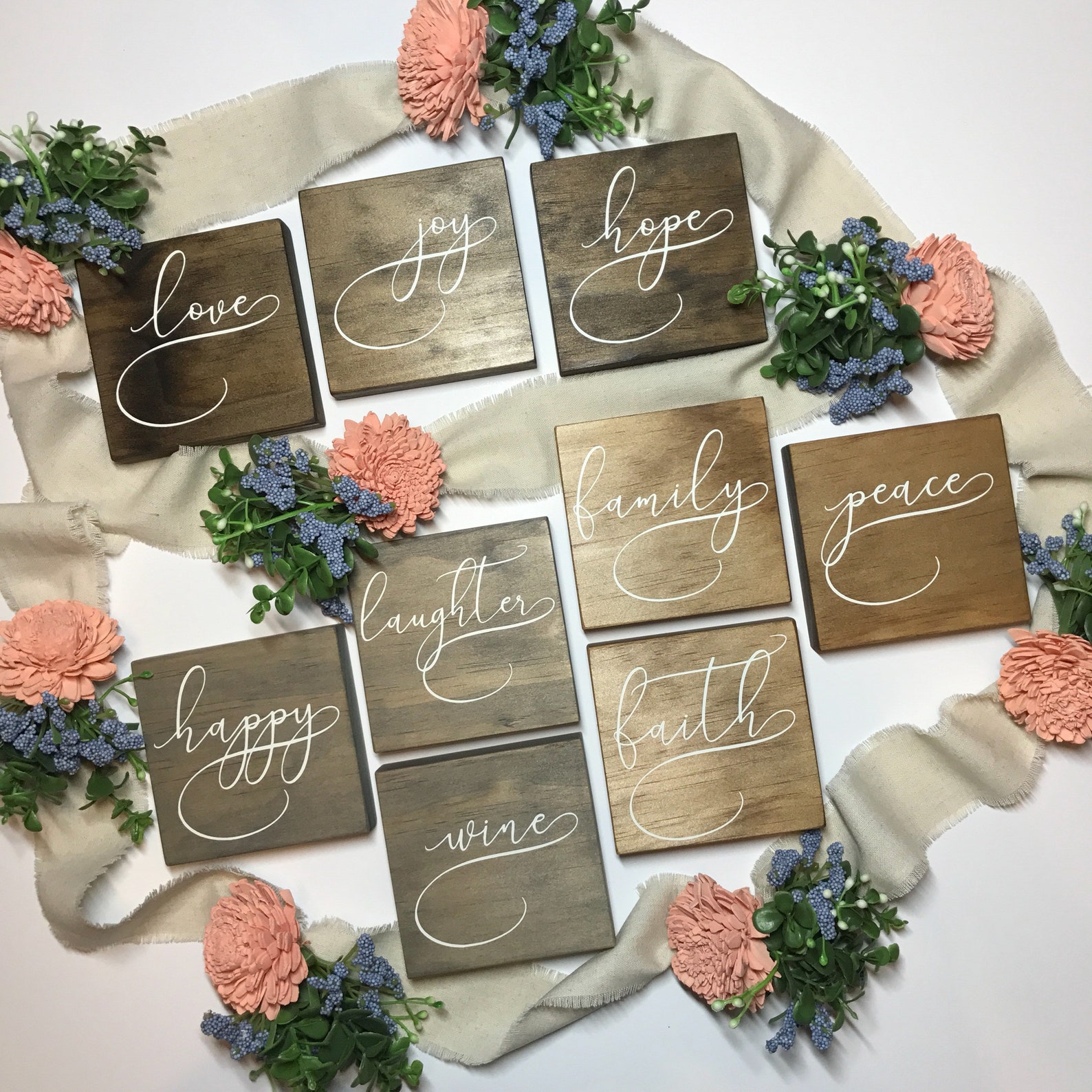 Mini Wood Signs. Small Sign for Home. Happy Laughter Wine. | Etsy