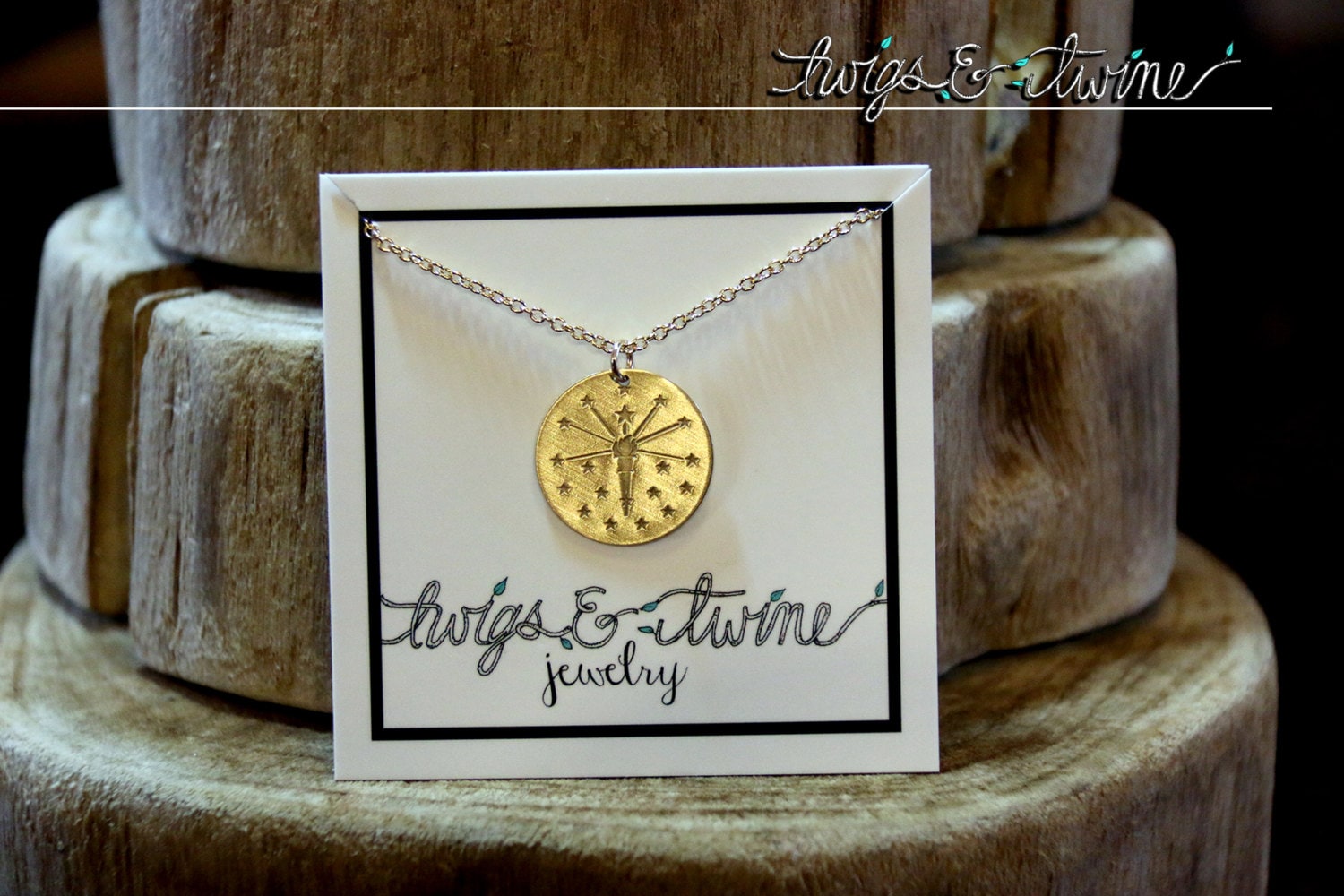 Indiana Stars & Torch - Indiana Flag Gold Necklace - Etsy