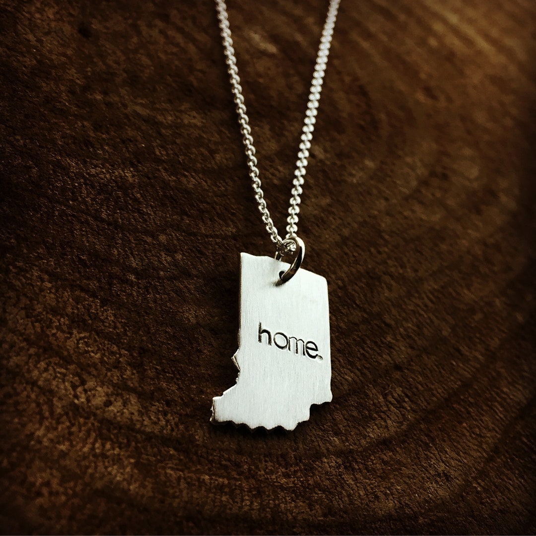 Handstamped Home Tiny Indiana State Pride Necklace - Etsy