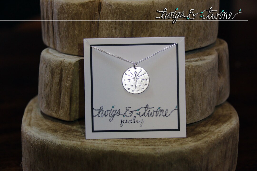 Indiana Stars & Torch - Indiana Flag Silver Necklace - Etsy