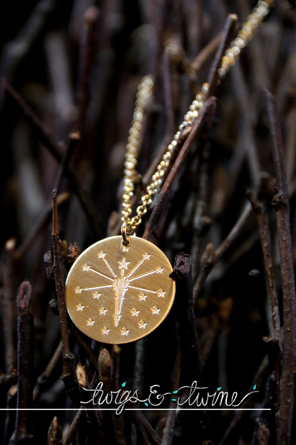 Indiana Stars & Torch - Indiana Flag Gold Necklace - Etsy