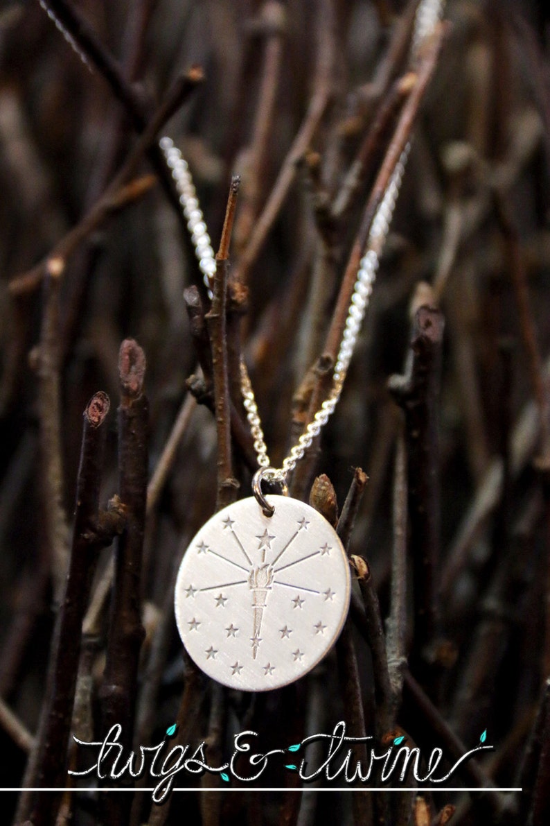 Indiana Stars & Torch - Indiana Flag Silver Necklace - Etsy