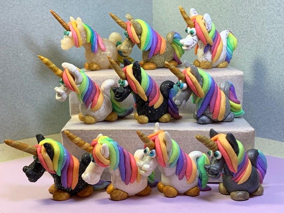 Unicorn Miniatures With Rainbow Manes and Tails in ASSORTED | Etsy