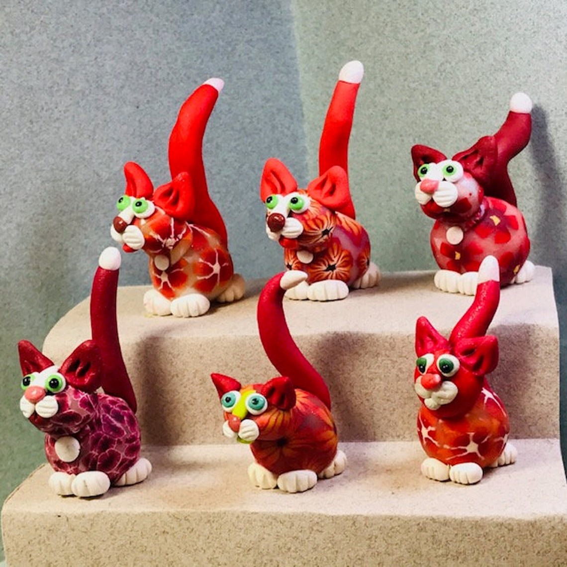 Flower Power Felines RED Series Cat Miniatures. Your Choice - Etsy
