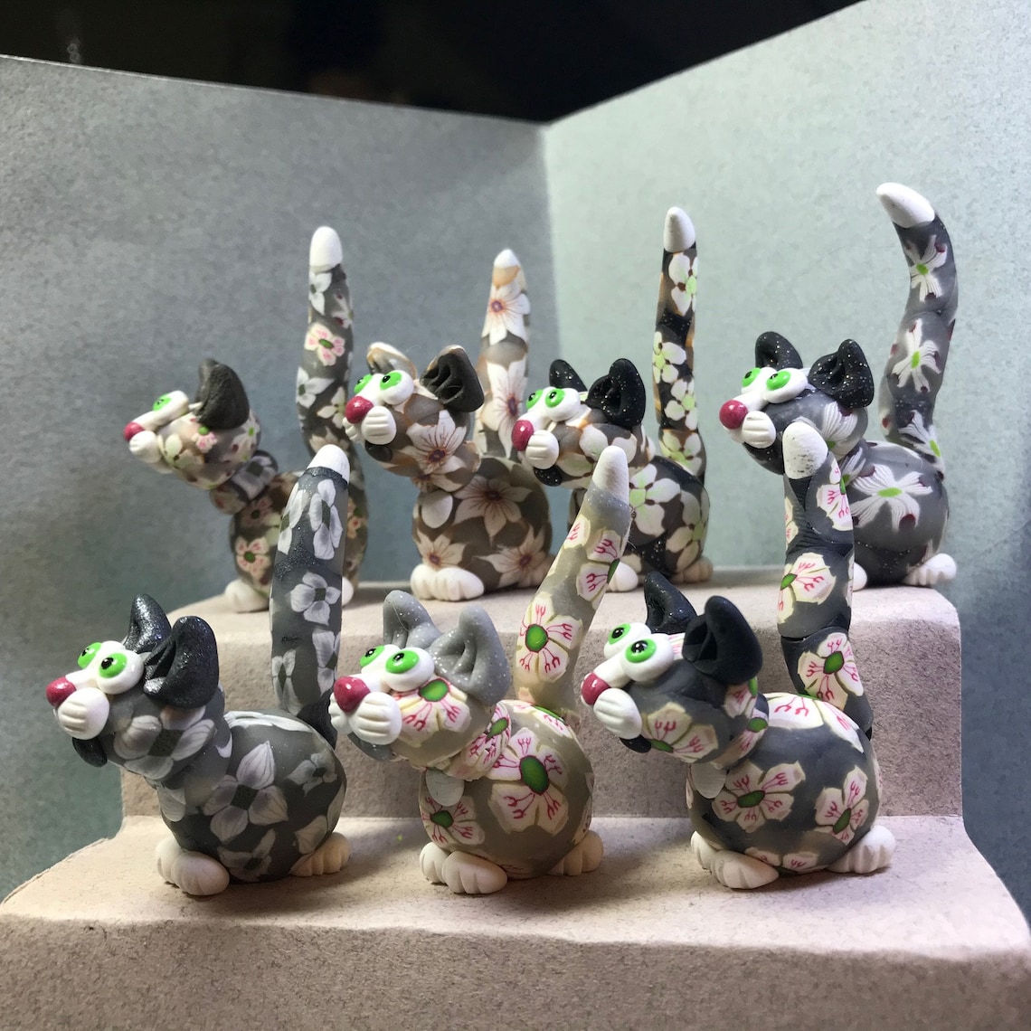 Flower Power Felines, 'black and White' Cat Miniatures. Your Choice of ...