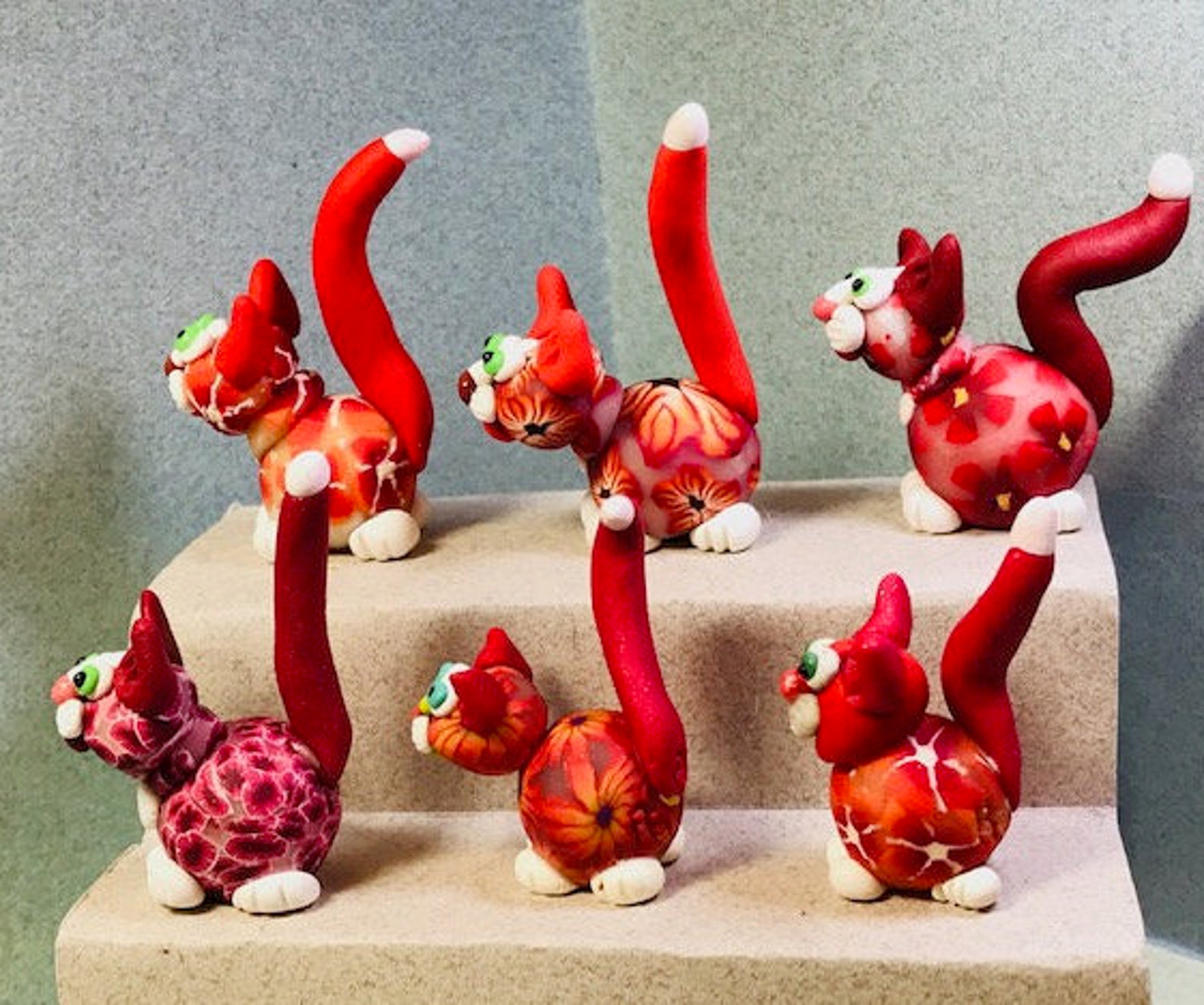 Flower Power Felines RED Series Cat Miniatures. Your Choice - Etsy