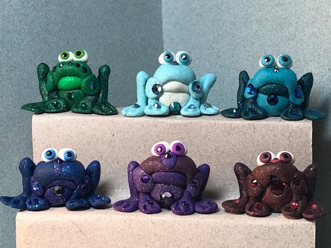 BEJEWELED FROG Miniatures! in Cool Jewel-tones With Swarovski Crystals ...