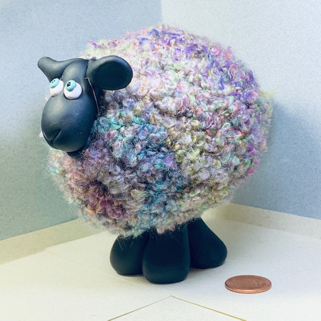 Large-4" Tall Sheep, in a Variety of Colors. Crocheted Yarn and Polymer ...