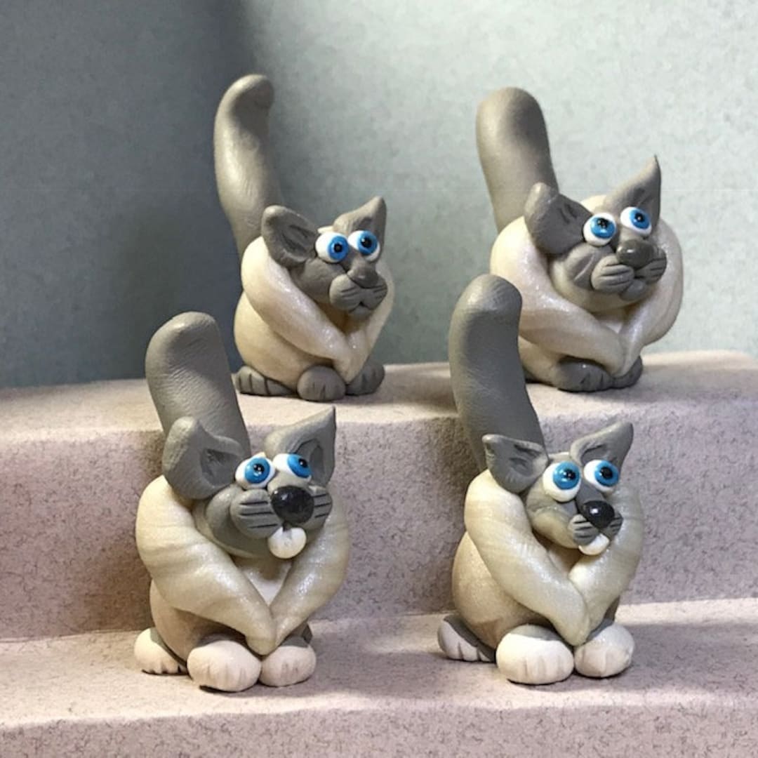 Ruffed "lilac Point" Taupe Colorpoint Cat Miniatures. Your Choice of ...