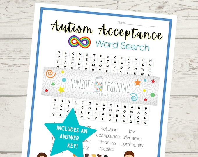 Autism Acceptance Word Search Inclusion Activity for Classroom Class ...