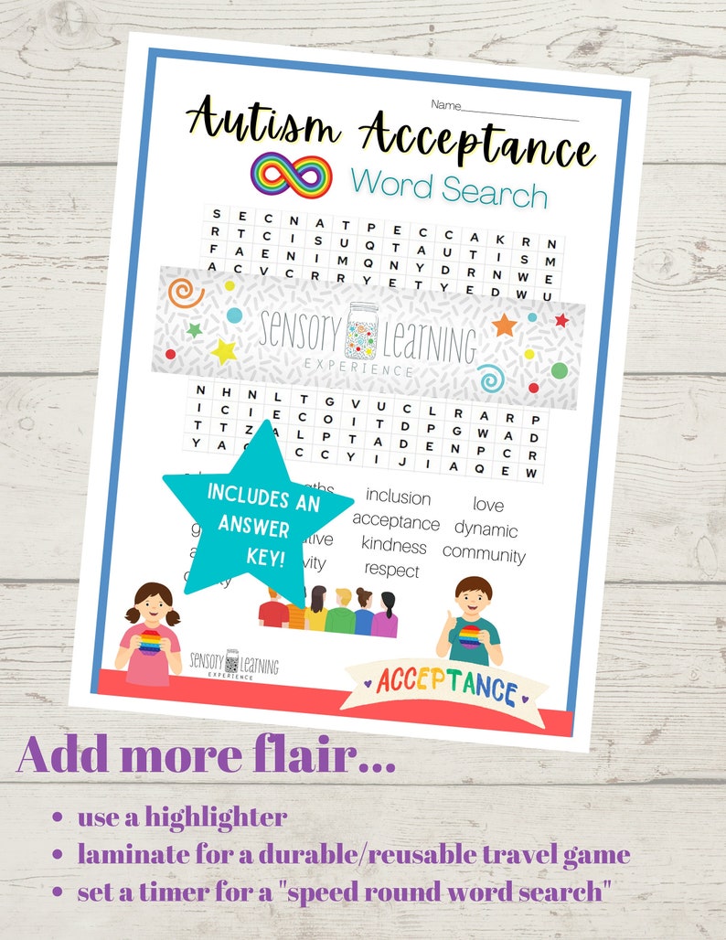 Autism Acceptance Word Search: Classroom Inclusion Activity (digital ...