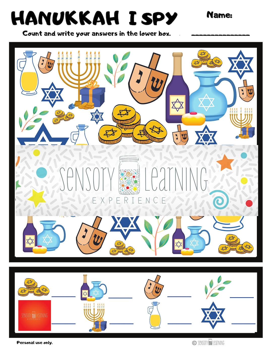 Hanukkah I SPY Digital Print Dreidel I SPY, Star of David I Spy ...
