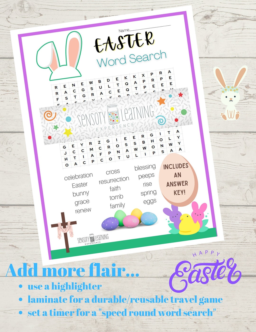 Easter Word Search Game: Classroom Bunny Activity (digital Download) - Etsy