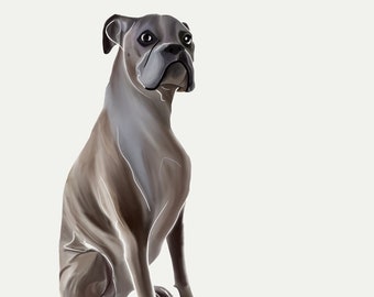 White Boxer Dog Fine Art Print - Etsy