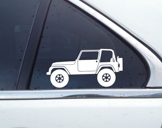 2X Lifted 4x4 Outline Stickers - for Jeep Wrangler (YJ) 4x4 T38 - AD474 ...