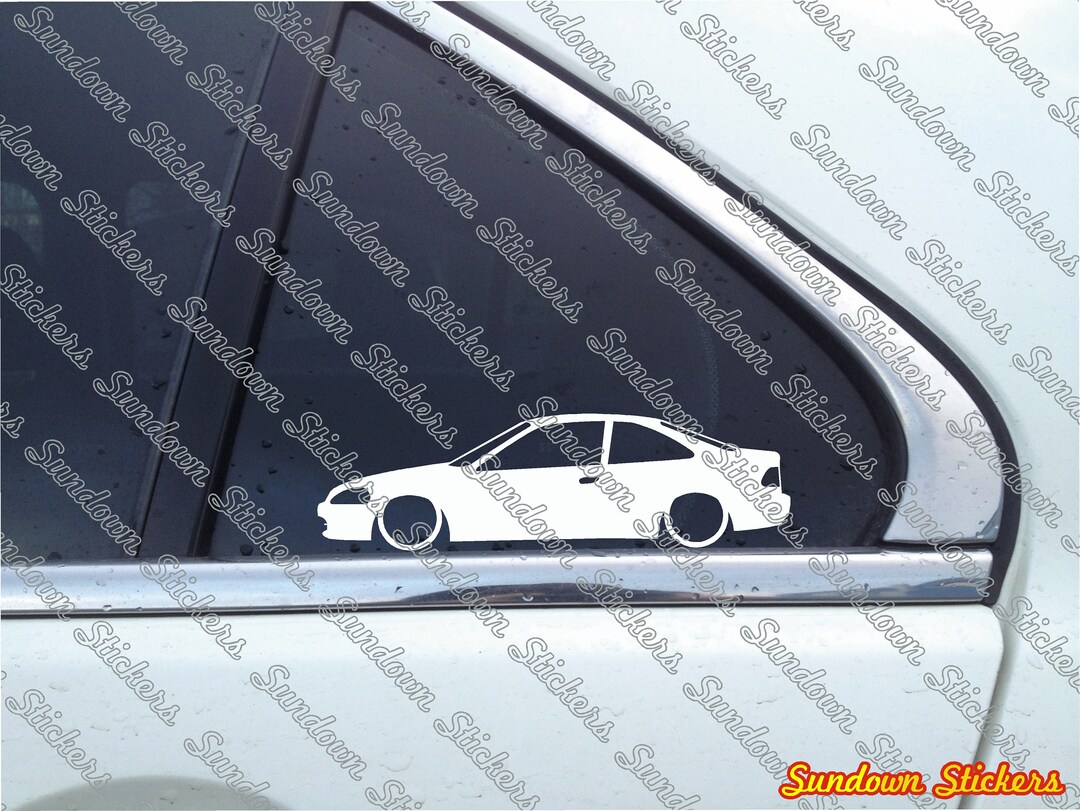 2X Lowered Car Outline JDM Stickers - for Honda Civic EK Coupe Si Vtec ...