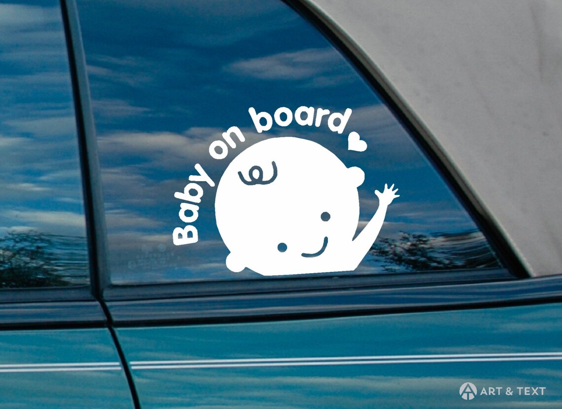 Baby on Board Happy Waving Baby Sticker V86 - Etsy