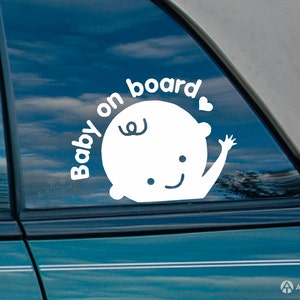 Baby on Board Happy Waving Baby Sticker V86 AD279 - Etsy