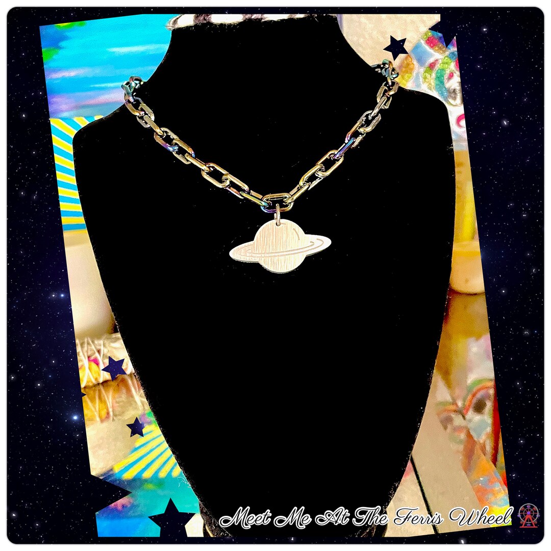 Saturn Planet Outer Space Rave Festival Acrylic Chain Choker - Etsy