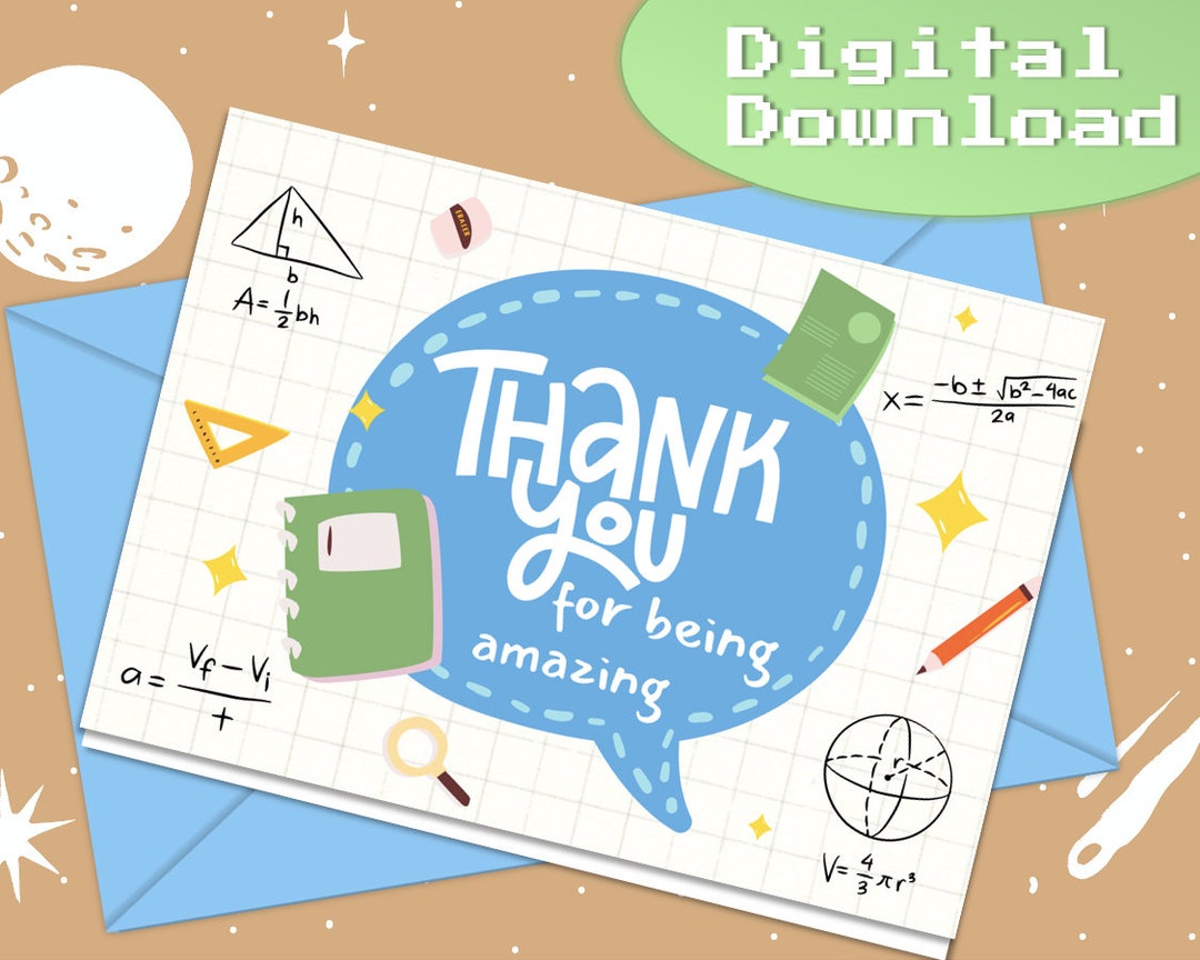 Math-themed Thank You Card | Digital Download Card | You’re Amazing ...