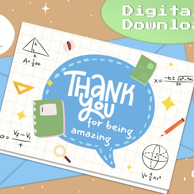 Math Teacher Thank You Card - Etsy