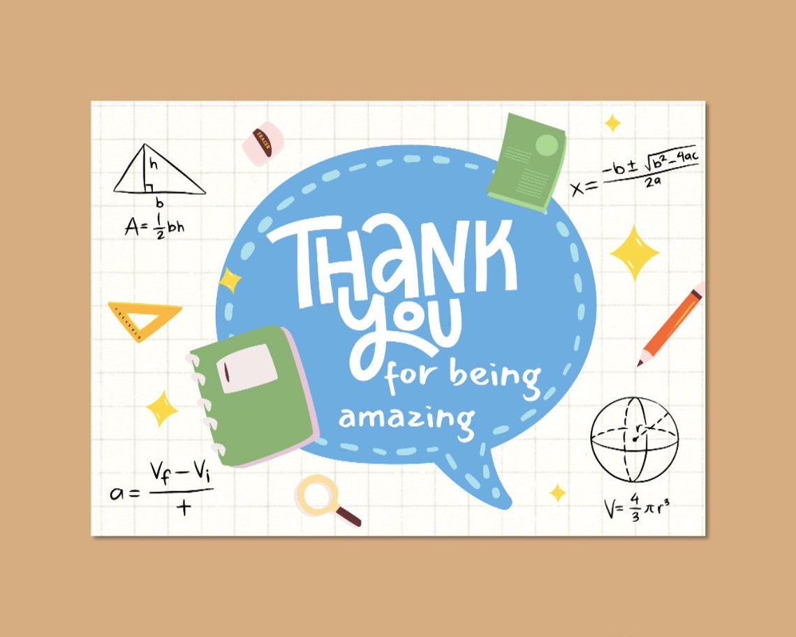 Math-themed Thank You Card | Digital Download Card | You’re Amazing ...