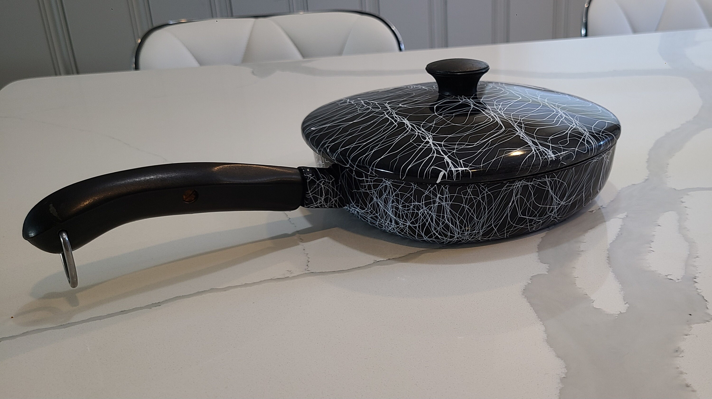 Vintage Atomic Serendipity Spaghetti or Squiggly Black Enamel Pan 8 - Etsy