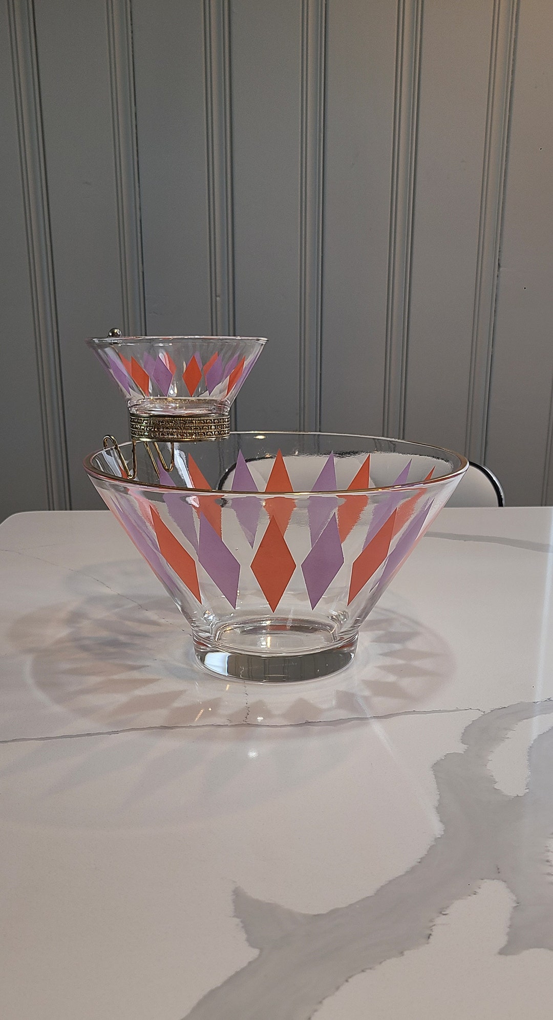 Vintage Mid Century Atomic Chip and Dip Bowl With Holder - Etsy