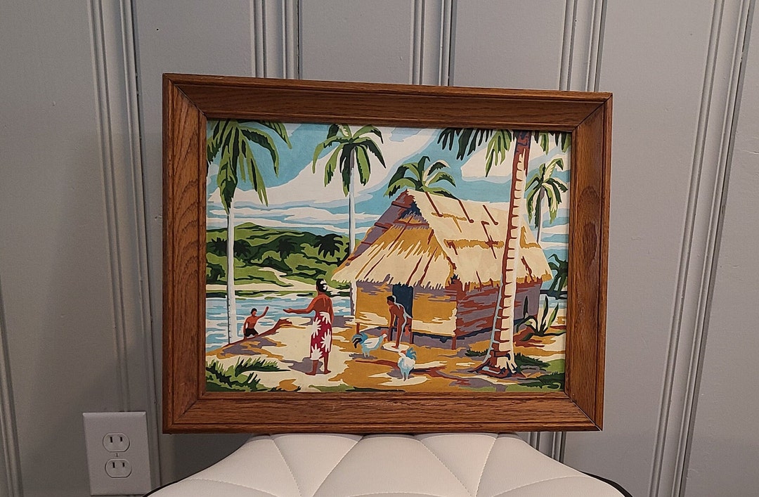 Vintage Mid Century Tiki Paint by Number - Etsy