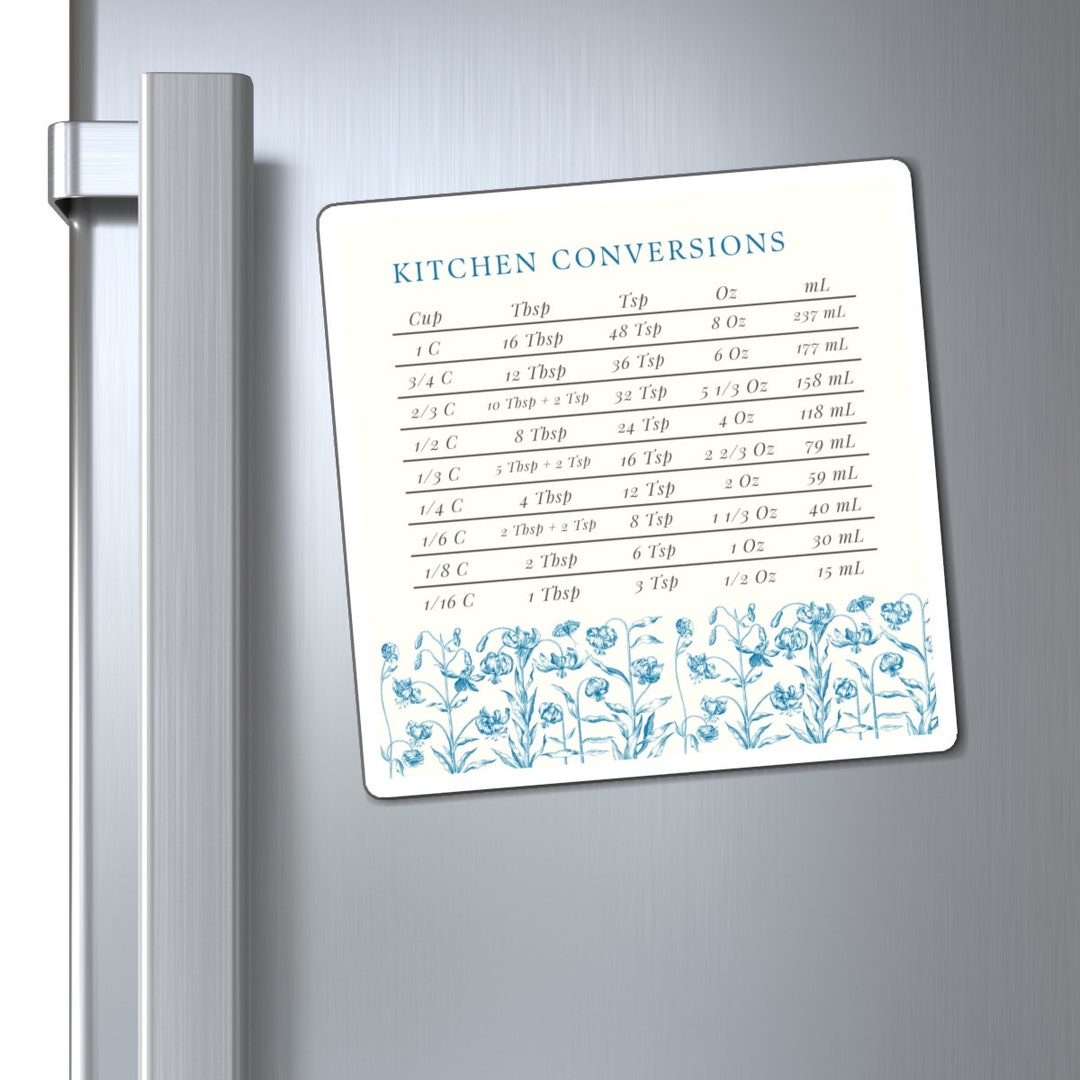 Kitchen Conversion Chart Refrigerator Magnet | Baking Equivalents ...
