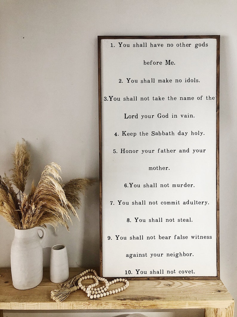 Ten Commandments Farmhouse Decor Christian Wall Decor Faith Sign ...
