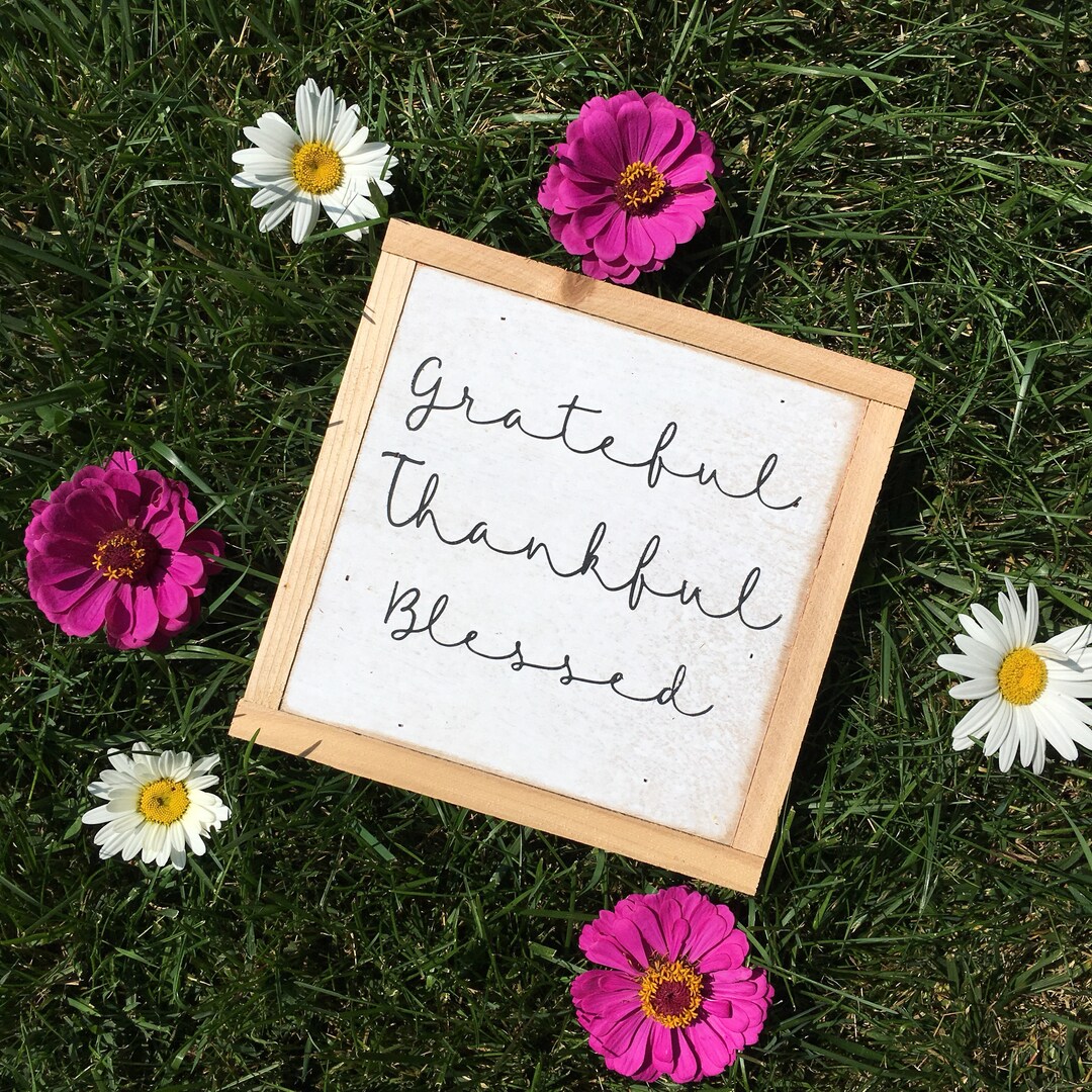 Wall Hanging / Inspirational Quotes / Grateful Thankful Blessed Framed ...