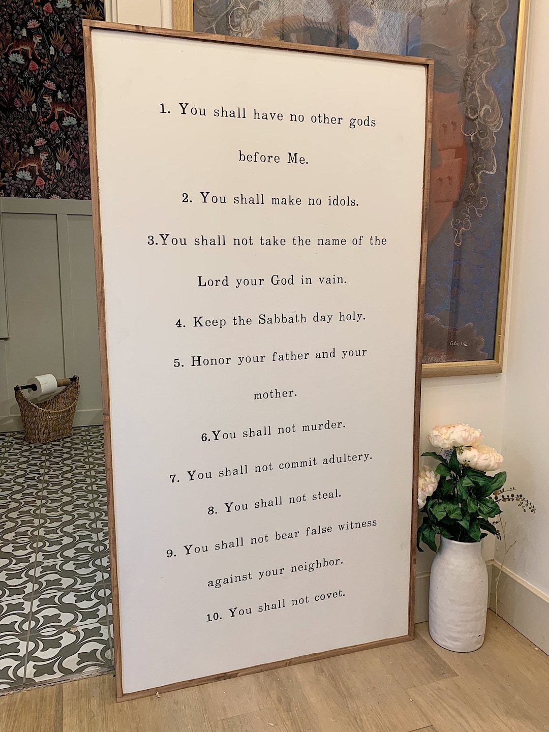Ten Commandments Farmhouse Decor Christian Wall Decor Faith Sign ...