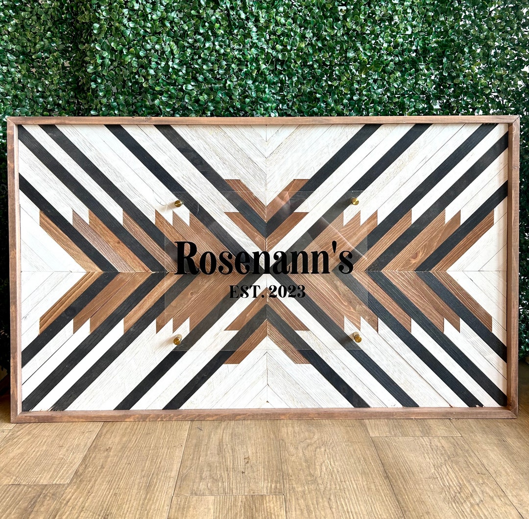 Personalized Name Wood Piece Art / Framed Wood Sign / Geometrical Wood ...