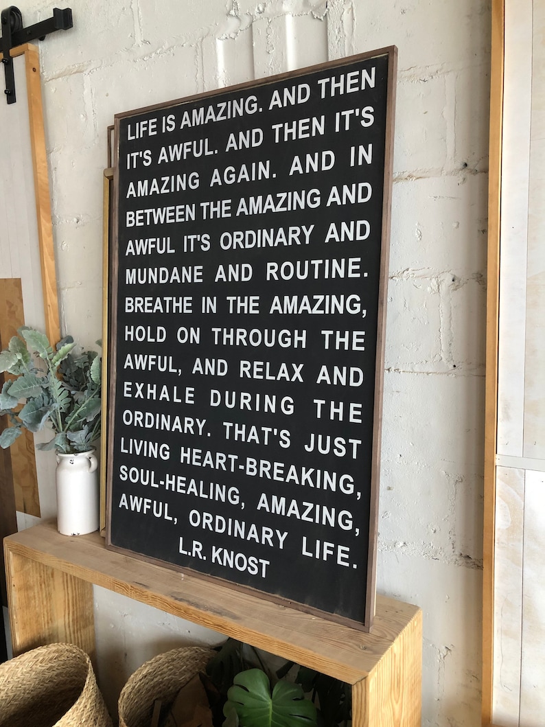 Life is Amazing Framed Wooden Sign / Large Wall Art / Living Room Signs ...
