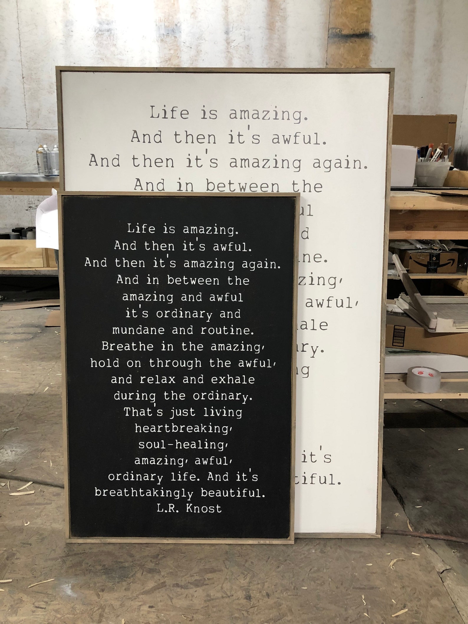 Life is Amazing Framed Wooden Sign / Large Wall Art / Living Room Signs ...