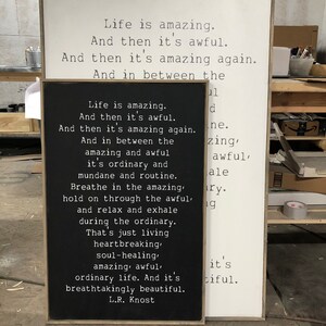 Life is Amazing Framed Wooden Sign / Large Wall Art / Living Room Signs ...