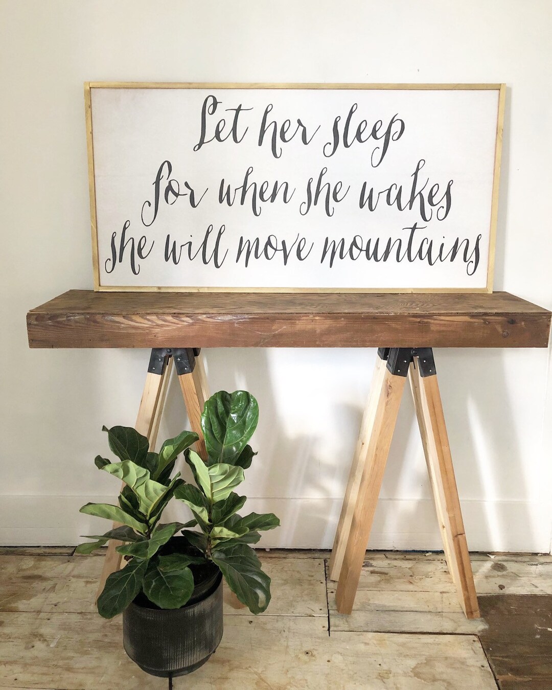 Let Her Sleep Large Wall Decor Sign L Wood Signs L Home Decor L Nursery ...