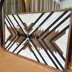 Personalized Name Wood Piece Art / Framed Wood Sign / Geometrical Wood ...