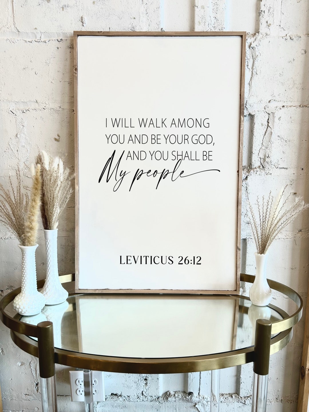 Leviticus 26:12 Bible Verse Framed Wood Sign / Home Decor / Modern ...