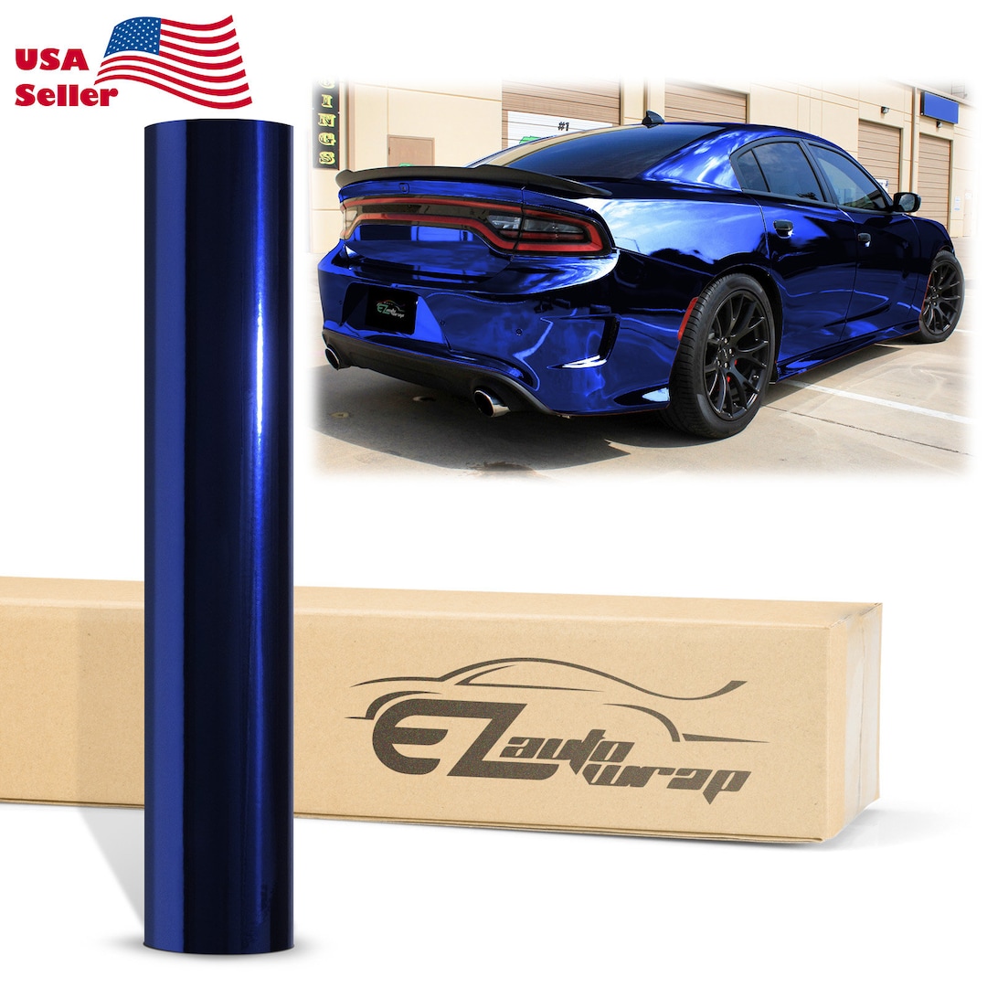 Chrome Mirror Blue Vinyl Wrap Sticker Decal Bubble Free Air Release Car ...