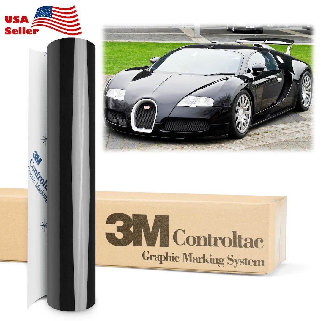 3M Controltac Gloss Black Vinyl Wrap Sticker Decal Bubble Free Air ...