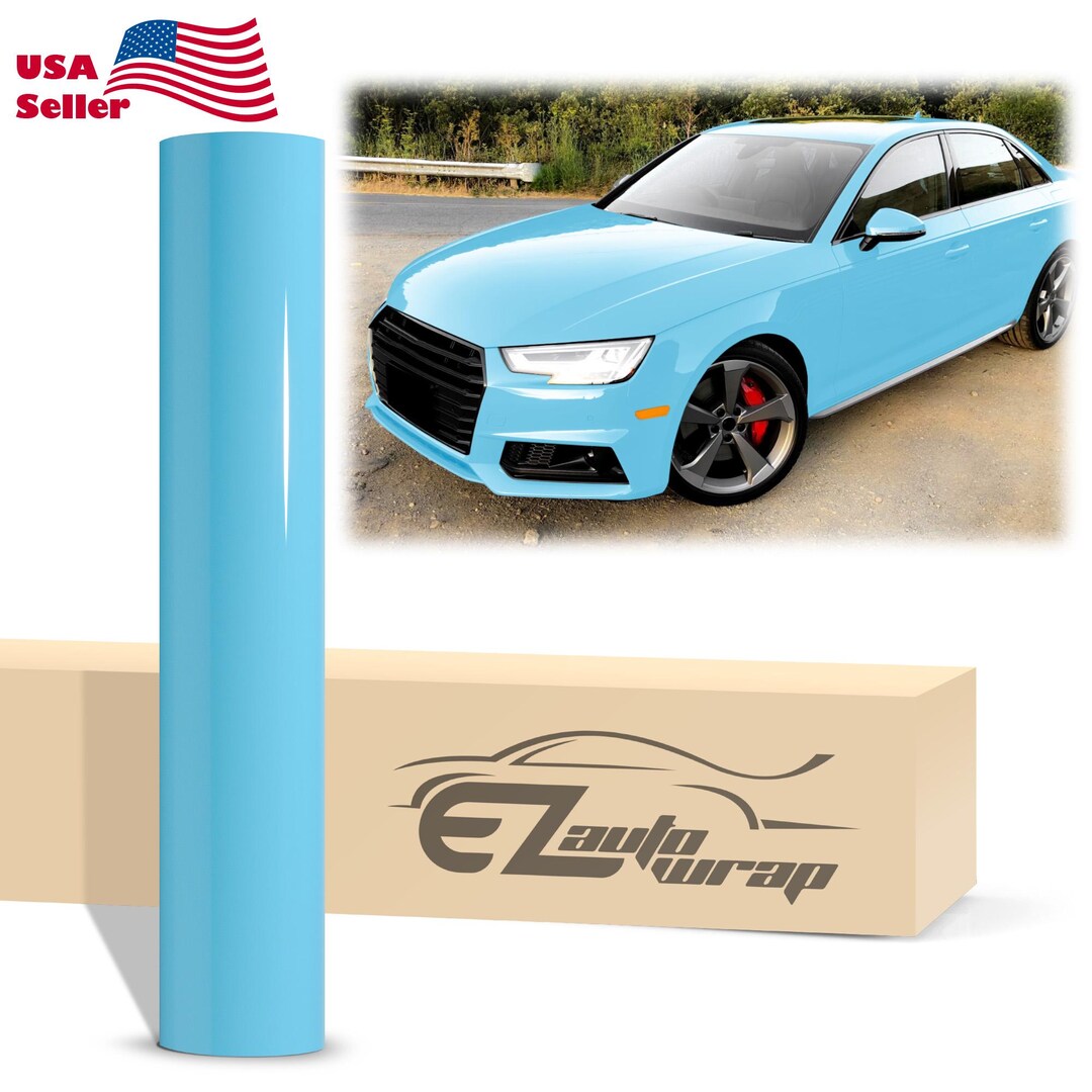 High Gloss Glossy Light Blue Vinyl Wrap Sticker Decal Bubble Free Air ...