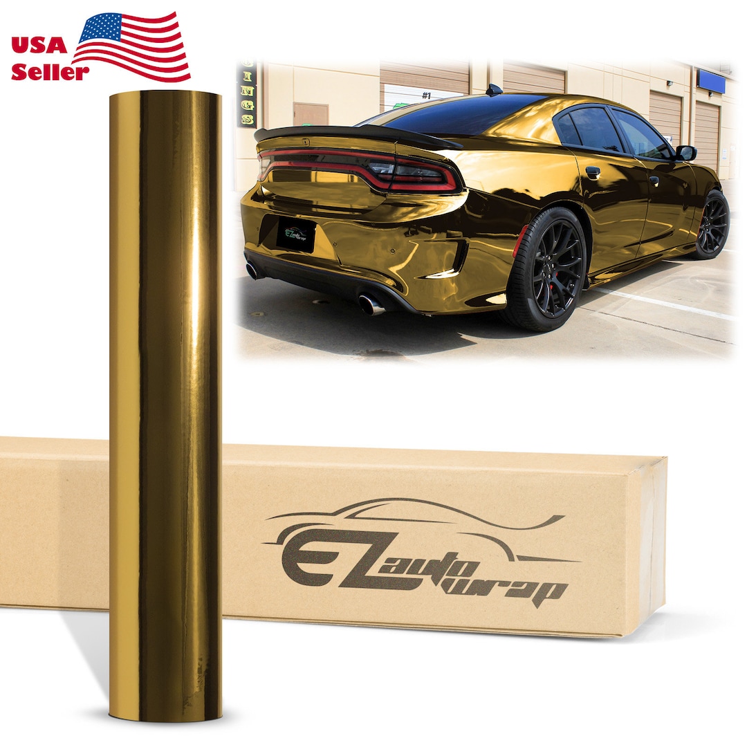 Chrome Mirror Gold Vinyl Wrap Sticker Decal Bubble Free Air Release Car ...