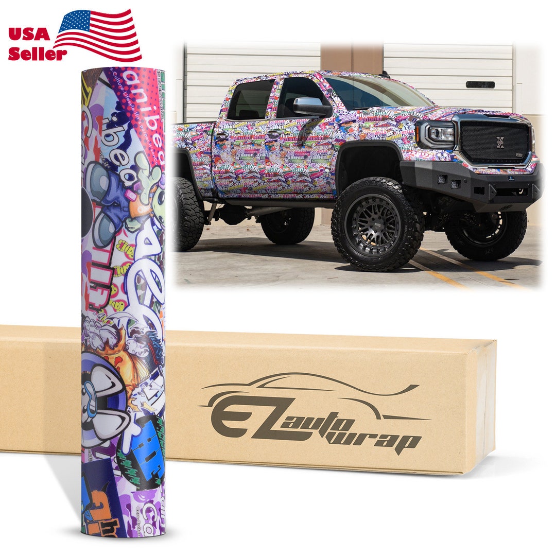 JDM Cartoon Graffiti Graphic Stickerbomb #HF Car Vehicle Vinyl Wrap ...