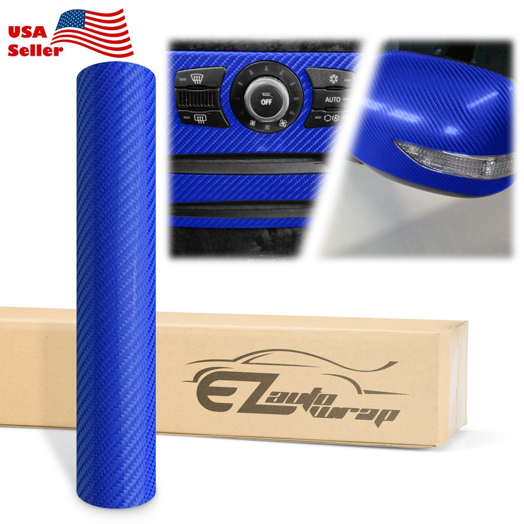 4D Carbon Fiber Intense Blue Semi Gloss Texture Vinyl Wrap Sticker ...