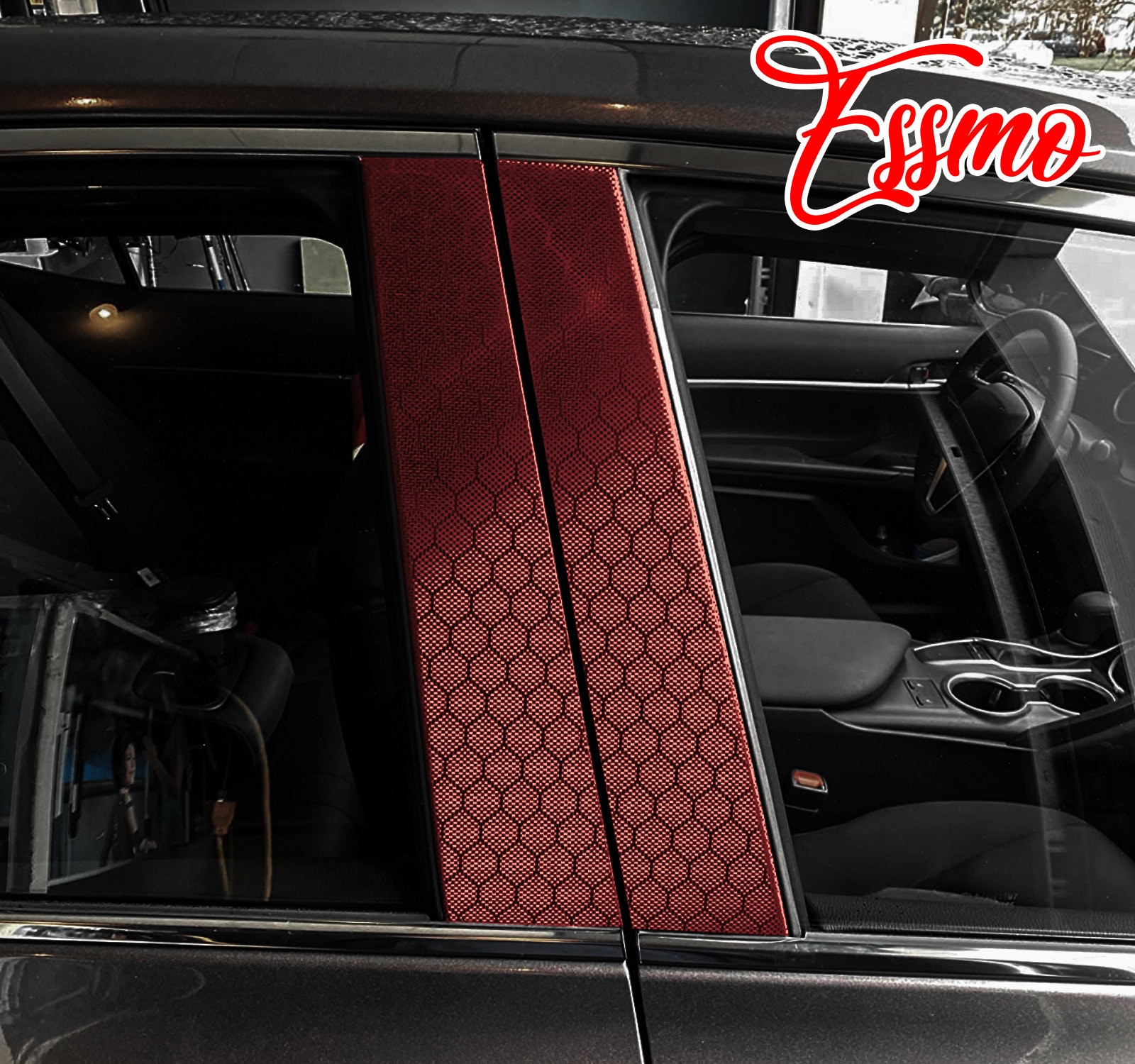 ESSMO PET Liner Honeycomb Carbon Fiber Satin Dark Red Hex Texture Like ...